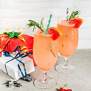 200 Pieces Christmas Paper Straws Drinking Straws Colorful Stripe Paper Straw for Christmas Party Supplies (Color Set 4)