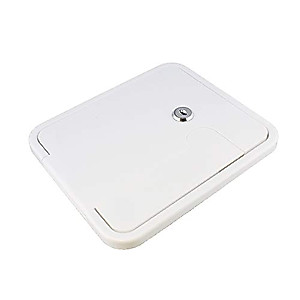 Dumble Low Profile Electric Cable Hatch RV Electric Cord – White RV Camper Electric Cord Cover 7.5in x 6.5in Square