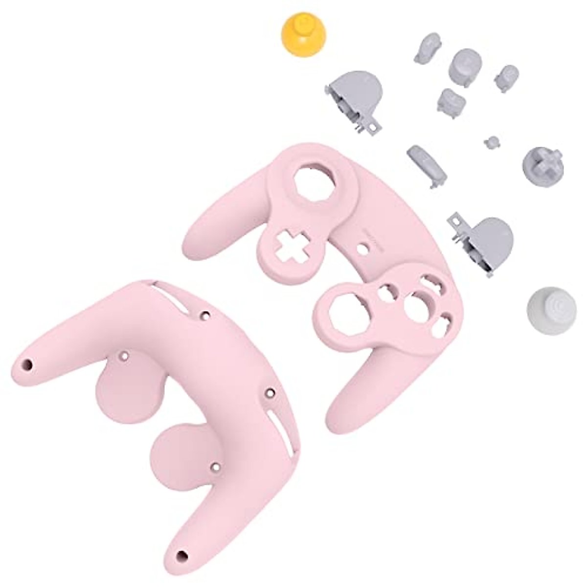 eXtremeRate Cherry Blossoms Pink Faceplate Backplate for Nintendo Gamecube Controller, Soft Touch Replacement Housing Shell Cover w/Buttons for Nintendo Gamecube Controller - Controller NOT Included