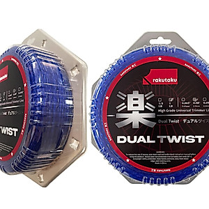 rakutaku Trimmer Line, Strong String Trimmer Line Premium Twisted High Efficiency Long Life Nylon Universal Commercial Heavy-Duty Line in Spool, Blue, Dual Twist (0.105” by 312 ft)
