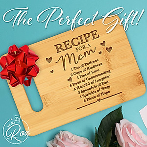 On The Rox Gifts for Mom - "Recipe For A Mom” Bamboo Engraved Personalized Cutting Board (9"x6") - Birthday Gifts for Mom from Daughters - Mother's Day, Grandmother, Grandma Gifts