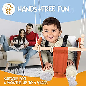 Canvas Baby Swing Seat with Safety Harness, Ceiling Hardwares, Storage Bag Toddler Swing Seat Indoor Toddler Swings for Outside Baby Swing Outdoor Infant Swing Outdoor Baby Swings for Infants Outdoor