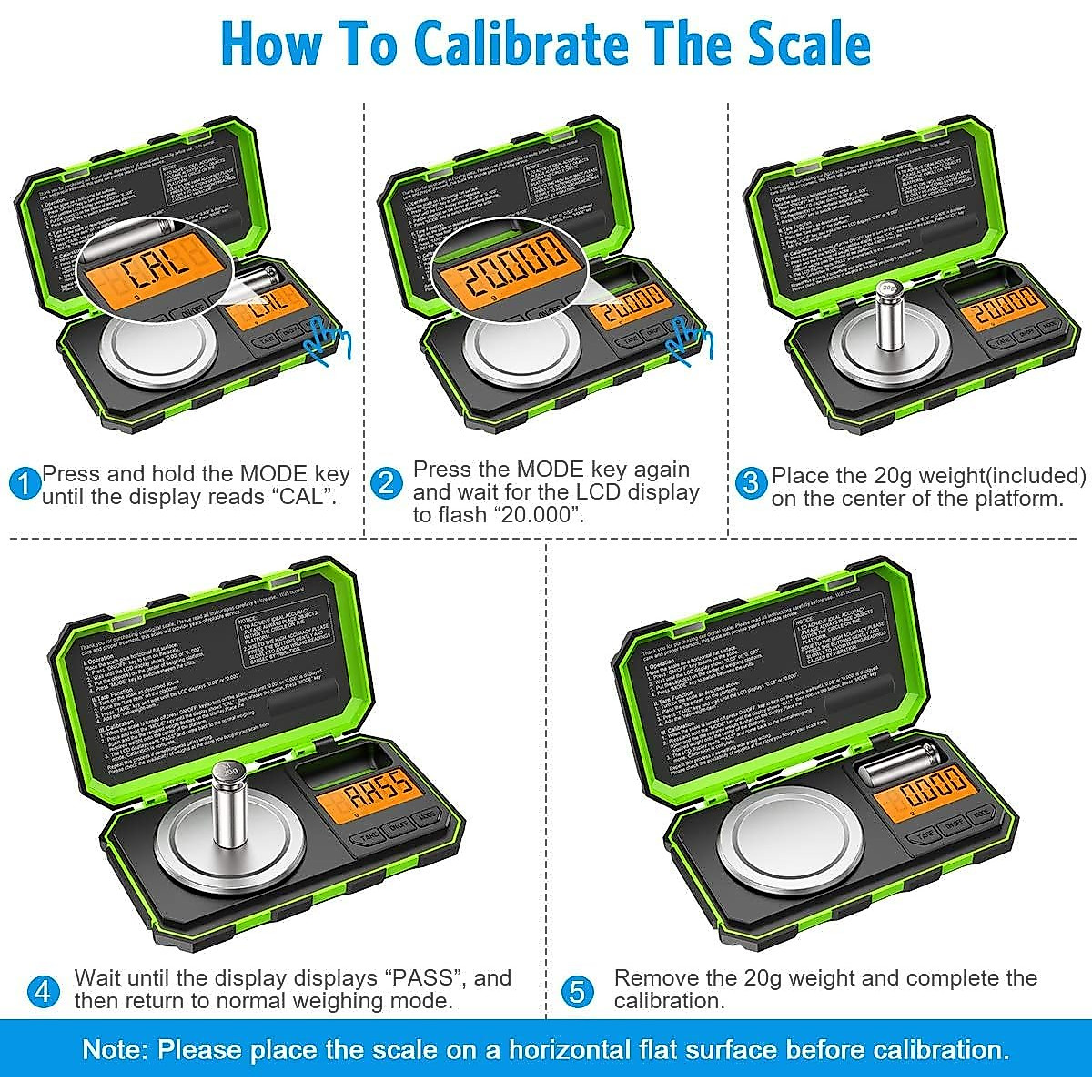 AMIR Professional Digital Mini Scale, 20g-0.001g Pocket Scale, Electronic Smart Scale with 20g Calibration Weight (Battery/Tweezers Included)