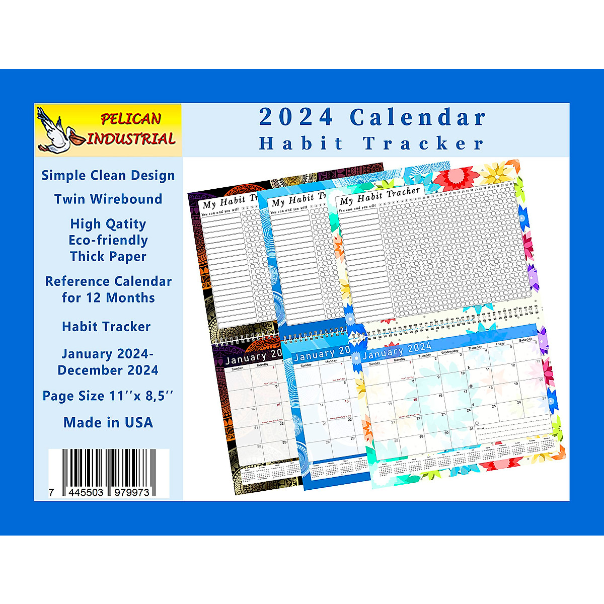 2024 Monthly Desktop/Wall Calendar/Planner - Habit Tracker - Daily, Weekly & Monthly Goal Motivational Habit Tracking Journal Inspirational - (Edition #06)