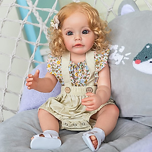 TERABITHIA 22 Inch So Truly Full Body Silicone Vinyl Reborn Toddler Girl Doll Look Real Newborn Princess Baby Dolls Detailed Painting Waterproof Toy for Girls Anatomically Correct