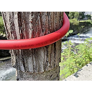 SANFU Hybrid Lead In Garden Hose 5/8 IN(15.5 x 20.8mm). X 10 FT, 200PSI, Heavy Duty, Lightweight, Flexible with Swivel Grip Handle and 3/4" GHT Solid Brass Fittings, RED(10')