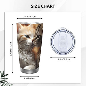 GDSHJKLW Cat Kiss Tumbler With Lid And Straw 20oz Stainless Steel Leakproof Travel Coffee Mug Double Wall Insulated Cup Gifts For Women Home Office