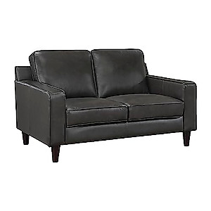 Lexicon Yesenia Leather Match Living Room Loveseat, Gray