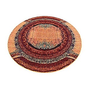 Unique Loom Estrella Collection Rustic, Distressed, Modern, Abstract Area Rug, 6 ft, Orange/Black