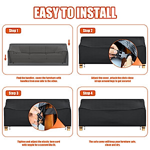 Likorlove 100% Waterproof Outdoor Sofa Cover, 78" Wx 33" Dx 32" H Patio Furniture Covers Waterproof, Windproof 2-Seater Sofa Cover Heavy Duty with Air Vent and Handles for Lawn, Backyard Deck, Black