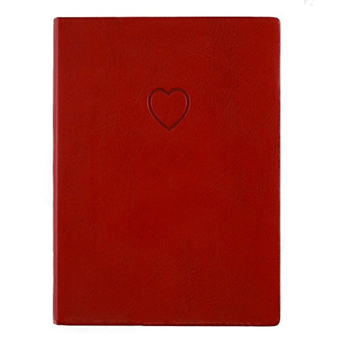 WORLD TRAVELER Eccolo Red Embossed Heart Writing Journal Notebook, 256 Lined Pages, Flexible Faux Leather Cover, 5-x-7-inch