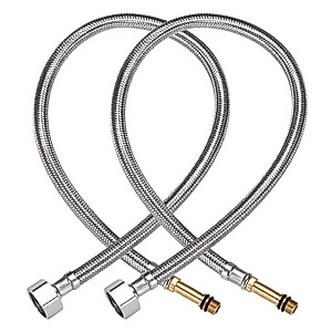 uxcell Faucet Supply Line Connector G1/2 Female x 1/8NPT Male 59 Inch Length 304 Stainless Steel Hose 2Pcs