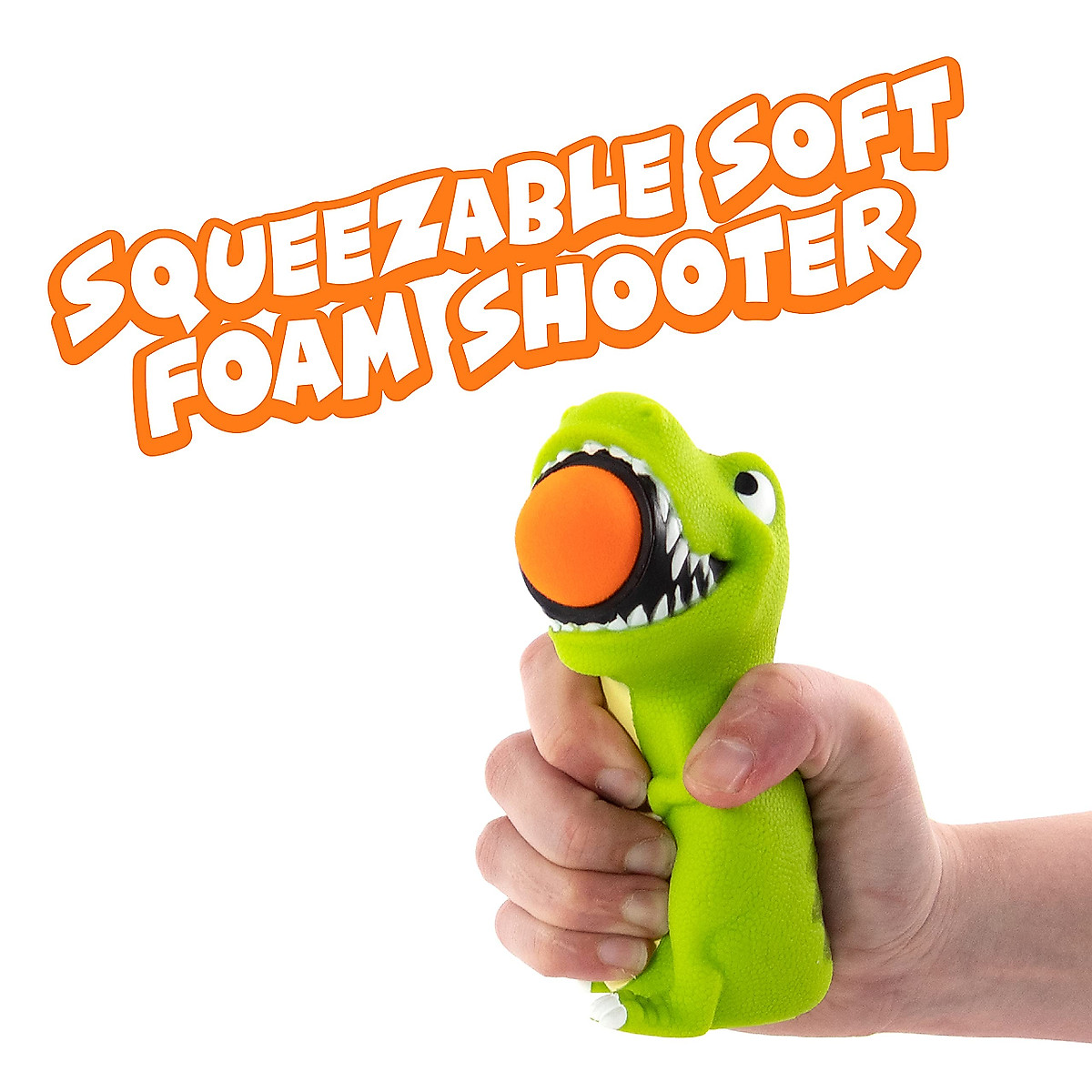 Hog Wild T-Rex Dinosaur Popper Toy and Sticky Target Set - Pop Foam Balls Up to 20 Feet - 4 Balls Included - Age 4+