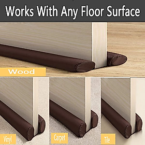 Door Draft Stopper,Under Door Draft Blocker, Adjustable Door Bottom Weather Stripping,Sound Proof Noise Reduction(Brown)