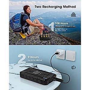 Solar Power Bank 36000mAh, Qi Wireless Charger, DJROLL Solar Charger with Dual USB 15W Output, IP66 Waterproof Powerbank, Flashlights Cell Phone Charger for Camping Outdoor (Black)