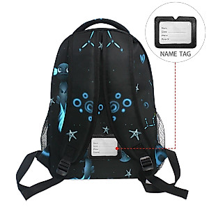 Glaphy Black Axolotl Stars Backpack for Boys Girls Kids, Laptop Book Bag Lightweight Travel Hiking Camping Daypack