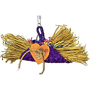 Bonka Bird Toys 950 Foraging Taco Shredding Parrot Toy, Brightly Colored Natural Raffia and Palm Leaf. Quality Product Hand Made in The USA.
