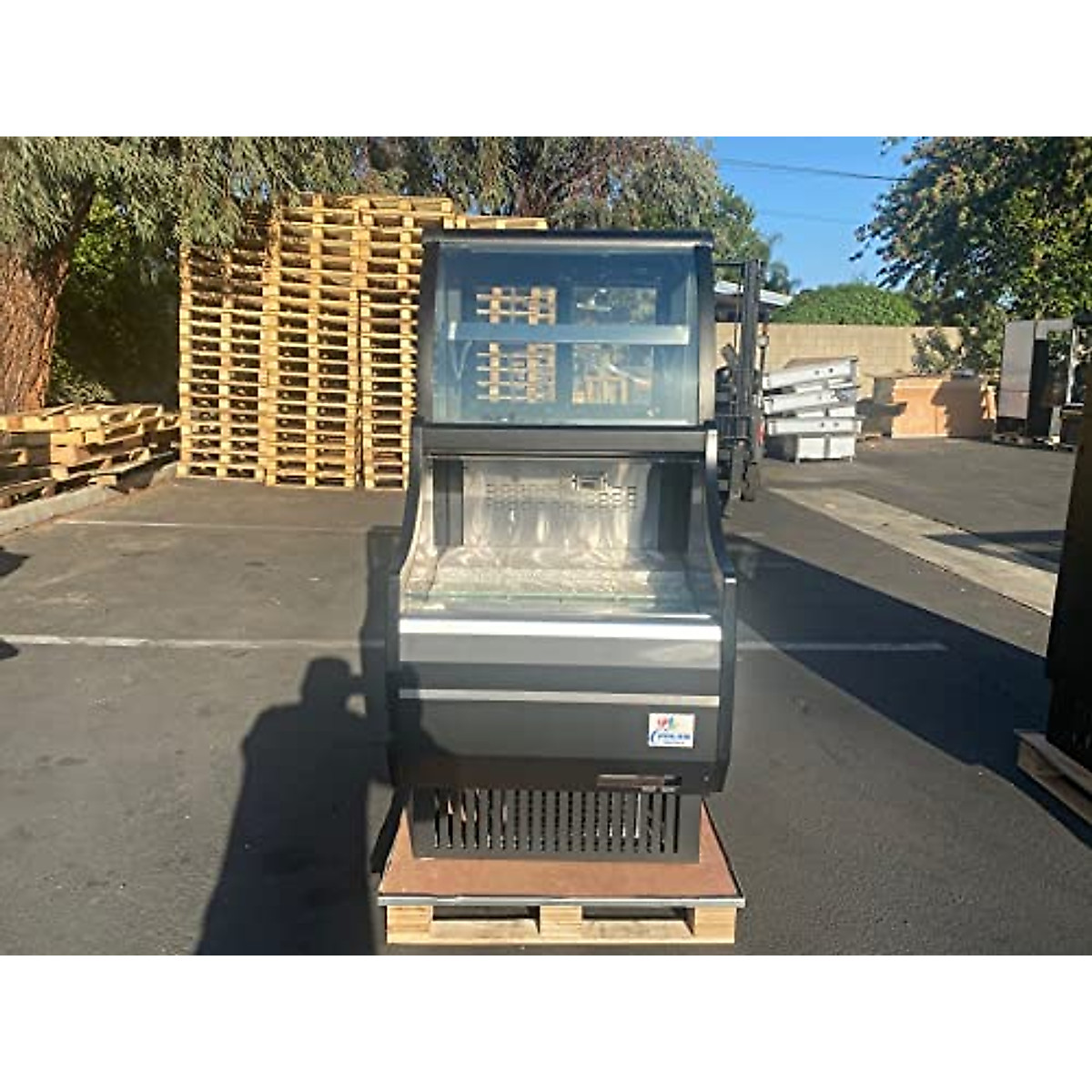 Commercial Refrigerator Open Air Dual Service Curved Top Glass Display Merchandiser 27" Black Coffee Shop NSF Showcase Cooler STP-2834