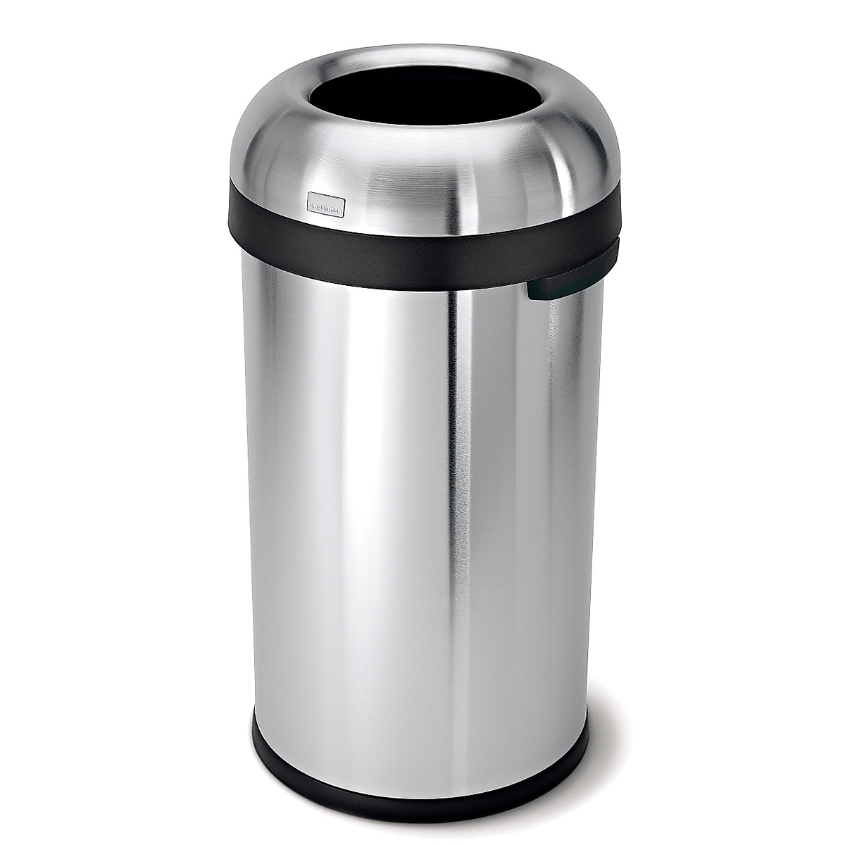 simplehuman 60 Liter / 16 Gallon Bullet Open Top Trash Can, Commercial Grade Heavy Gauge, Brushed Stainless Steel