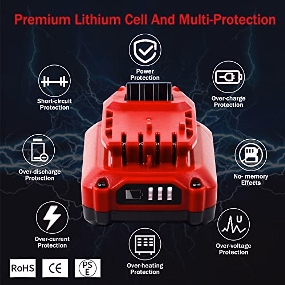 TenHutt 【Upgrade Li-ion】 20V 3.0Ah Replacement Battery for Craftsman 20V Battery V20 Lithium Ion CMCB205 CMCB204 CMCB206 CMCB202 CMCB201 20V Cordless Power Tools