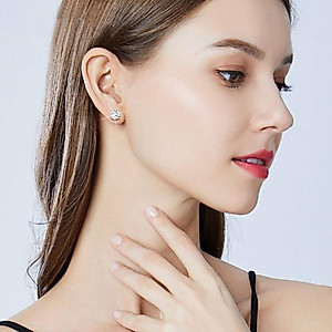 6 Pairs 14K Yellow Gold Plated Round Cut Clear Cubic Zirconia Stud Earring Pack