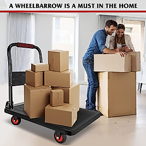 Platform Trucks Push Cart Dolly Heavy Duty with 880 LBS Capacity and Swivel Wheels 29"x19" Flatbed Hand Cart Flat Dolly Cart Easy Moving Storage for Groceries, Office, Garage, Warehouse