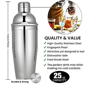 Mixology Bartender Kit, 21-Piece Cocktail Shaker Set Stainless Steel Drink Shaker Bar Set with Acrylic Stand, Perfect Cocktail Set for Drink Mixing, Home, Bar and Parties