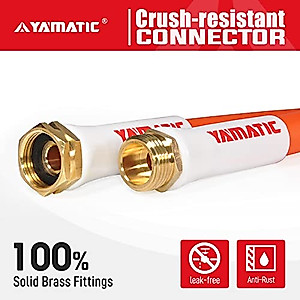 YAMATIC Heavy Duty Garden Hose 5/8 in x 50 ft, Ultra Flexible Water Hose, Drinking Water Safe, All-weather, Lightweight, Burst 600 PSI