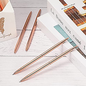 30 Pcs Slim Ballpoint Pens Black Ink Wedding Pens Metal Pens Set for Wedding Guest Book Office Supplies Students Teachers Praise Grad Gifts (Rose Gold)