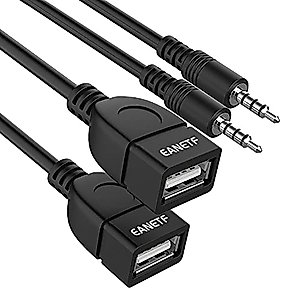 Eanetf USB to Aux Audio Adapter, 3.5mm Male to USB Female Adapter for Playing Music with U-Disk in Your Car,orked only When Your CAR 3.5mm AUX Port Must has Audio decoding Function - 2 Pack