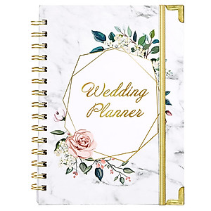 Wedding Planner - Wedding Planner Book and Organizer for the Bride with 5 Tabbed Sections, 6.5" x 8.75", Hardcover with Metal Corner + 5 Inner Pocket + Sticker + Notes Pages - Wedding Floral