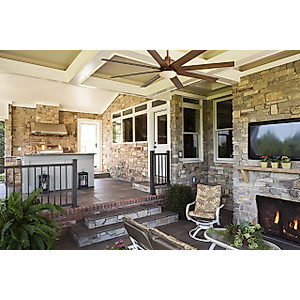 MINKA-AIRE F888L-DK Slipstream 65 Inch Outdoor Ceiling Fan with Dimmable LED Light and DC Motor in Distressed Koa Finish