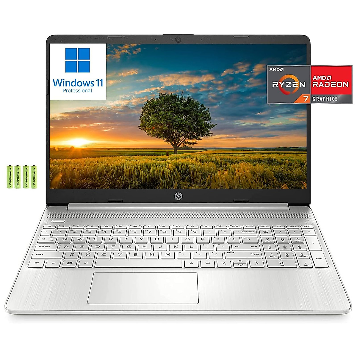 HP 15 15.6" HD Business Laptop Computer [Windows 11 Pro], Octa-Core AMD Ryzen 7 5700U (Beat Beats i7-10510U), 32GB RAM, 1TB PCIe SSD, Numeric Keypad, Wi-Fi 6, HDMI, USB, Long Battery Life, w/Battery
