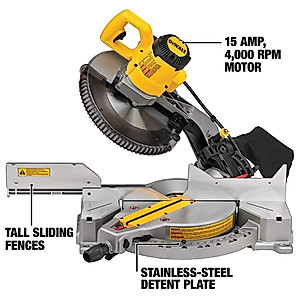 DEWALT 12-Inch Miter Saw, 15-Amp, Single Bevel, Compound (DWS715) & Miter Saw Stand, Compact (DWX724)