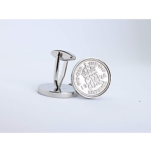 Worldcoincufflinks Cufflinks Rhodium Plated 1948 English Sixpence Cufflinks 1948 Birthday Present