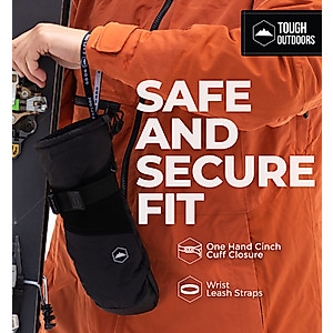 Tough Outdoors Winter Ski Mittens Men & Women - Adult Snow Mitts for Cold Weather - Waterproof Gloves Snowboarding, Skiing