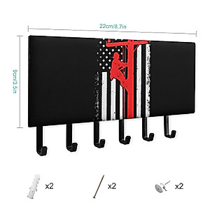 American Flag Lineman Key Hangers with 6 Hooks Large Wall Mounted Key Holder for Entryway