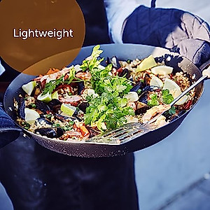 BK Black Steel Seasoned Carbon Steel Paella Pan, 15"