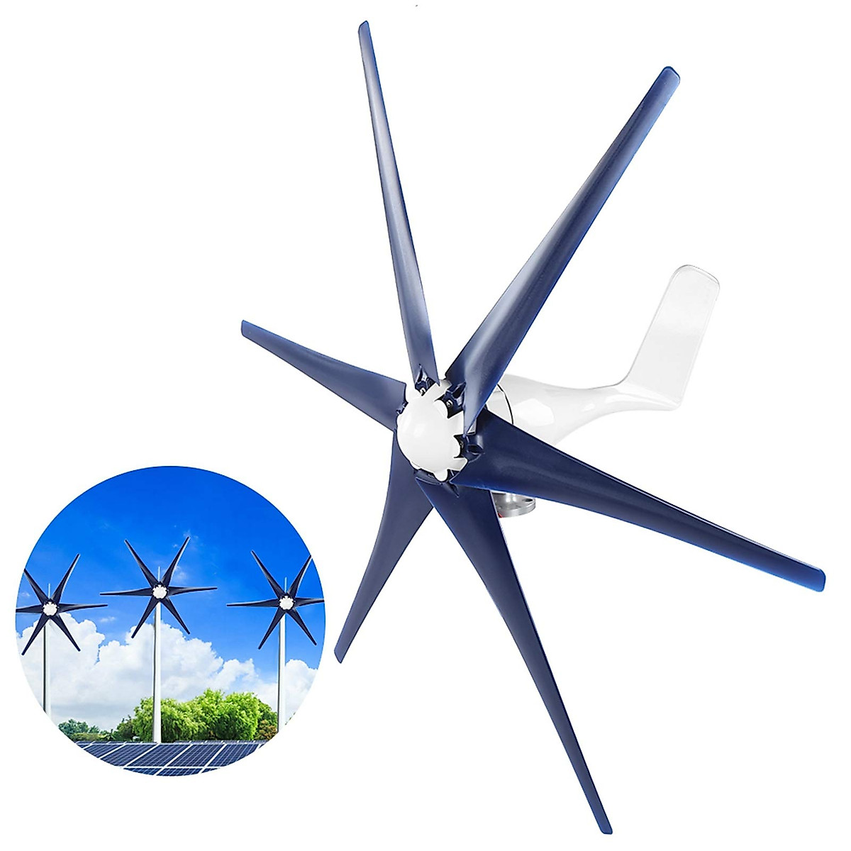 Hilitand 800W Windmill Turbines Generator Small 6 Blade Wind Industrial Machinery Equipment for Marine Home Charging (Blue 12V)