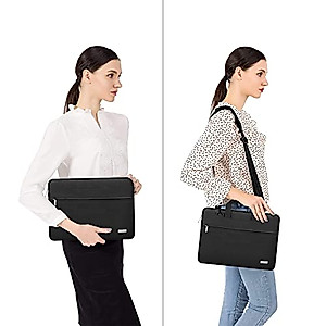 MOSISO Laptop Shoulder Bag Compatible with MacBook Air/Pro,13-13.3 inch Notebook,Compatible with MacBook Pro 14 inch 2023-2021 A2779 M2 A2442 M1, Polyester Sleeve with Back Trolley Belt, Black