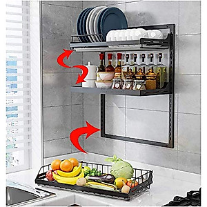 FEHUN Sinks,Stainless Steel Wall-Mounted Universal Kitchen Drain Rack,3-Layer Storage Rack,Chopstick Holder with