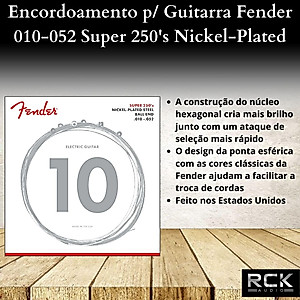 Fender Super 250 Electric Guitar Strings, Nickel Plated Steel, Ball End, 250RH .010-.052