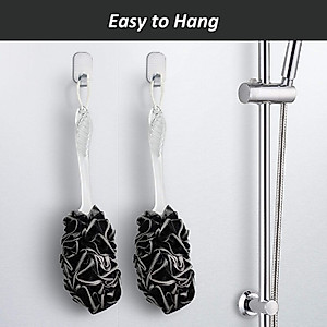 AITRAI Loofah Back Scrubber, Pack of 2 Long Handle Loofah Back Brushes for Shower Luffa on Stick Soft Mesh Body Scrubber for Men Women, Bamboo Charcoal Infused