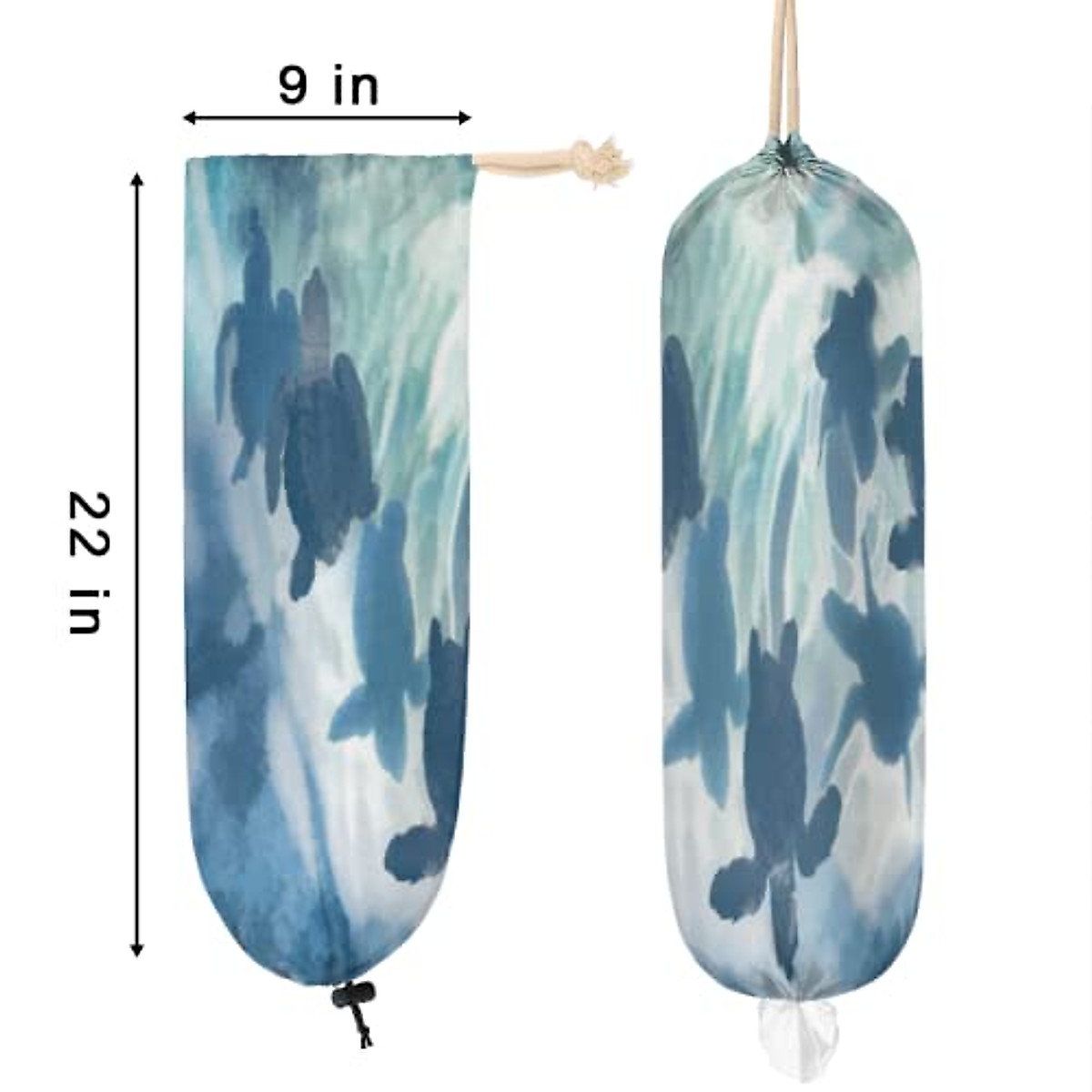 Sea Turtle Plastic Bag Holder, Underwater Turtle Grocery Bag Storage Holder Hanging Garbage Shopping Bag Trash Bags Organizer for Kitchen Home