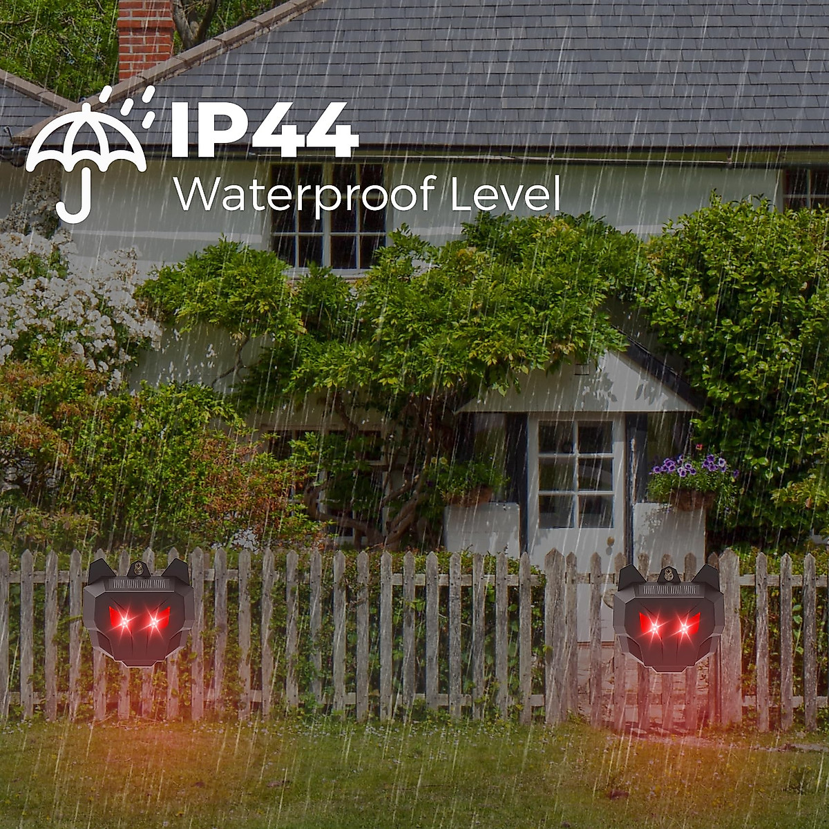 X-PEST Solar Coyote Deterrent Deer Repellent Devices, Outdoor Nocturnal Animal Repeller for Raccoon Skunk Fox with Predator Lights for Chicken Coop, Farm, Garden, Yard (4 Pack)