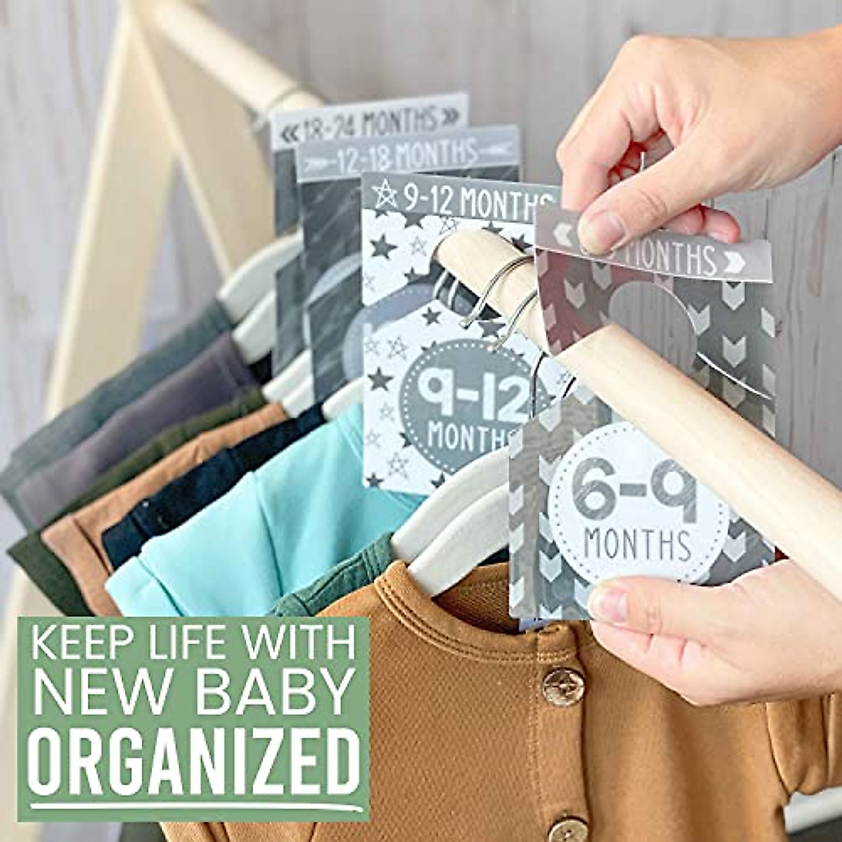 6 Hanger Dividers Baby Closet Size Dividers - Gray Closet Organizer Baby Closet Dividers, Baby Closet Organizer For Nursery Organization, Baby Essentials For Newborn Essentials, Nursery Closet Divider