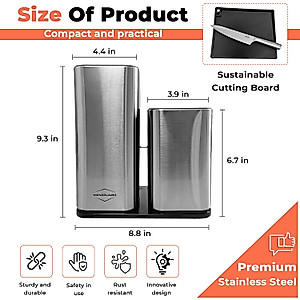 MENZELIANO 13 pcs kitchen knife set with block and cooking stainless steel utensils set with holder