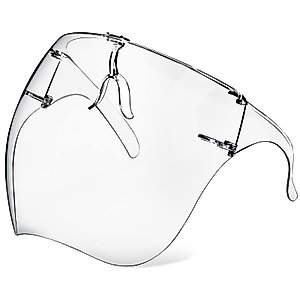 Face Shield with Glasses 4 Pack, Anti-Fog Clear Face Mask Shield Ultra Clear Reusable Protective Plastic Mask Droplet Splash Guard for Women Men Kids