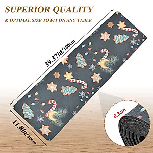 Christmas Ginger Breads Candies Heat Resistant Long Trivet for Hot Pots and Pans Waterproof Non-Slip Table Runner for Kitchen Countertops Heat Proof Placemats for Hot Dishes Decoration Dining Table