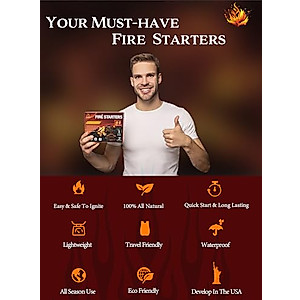 Nvkrvks Fire Starter, Easy-Burning Fire Starter Squares for Wood Stoves, Campfires, Grill Pit and Fireplace, Natural & Waterproof BBQ Fire Starters, 64 Mini Square